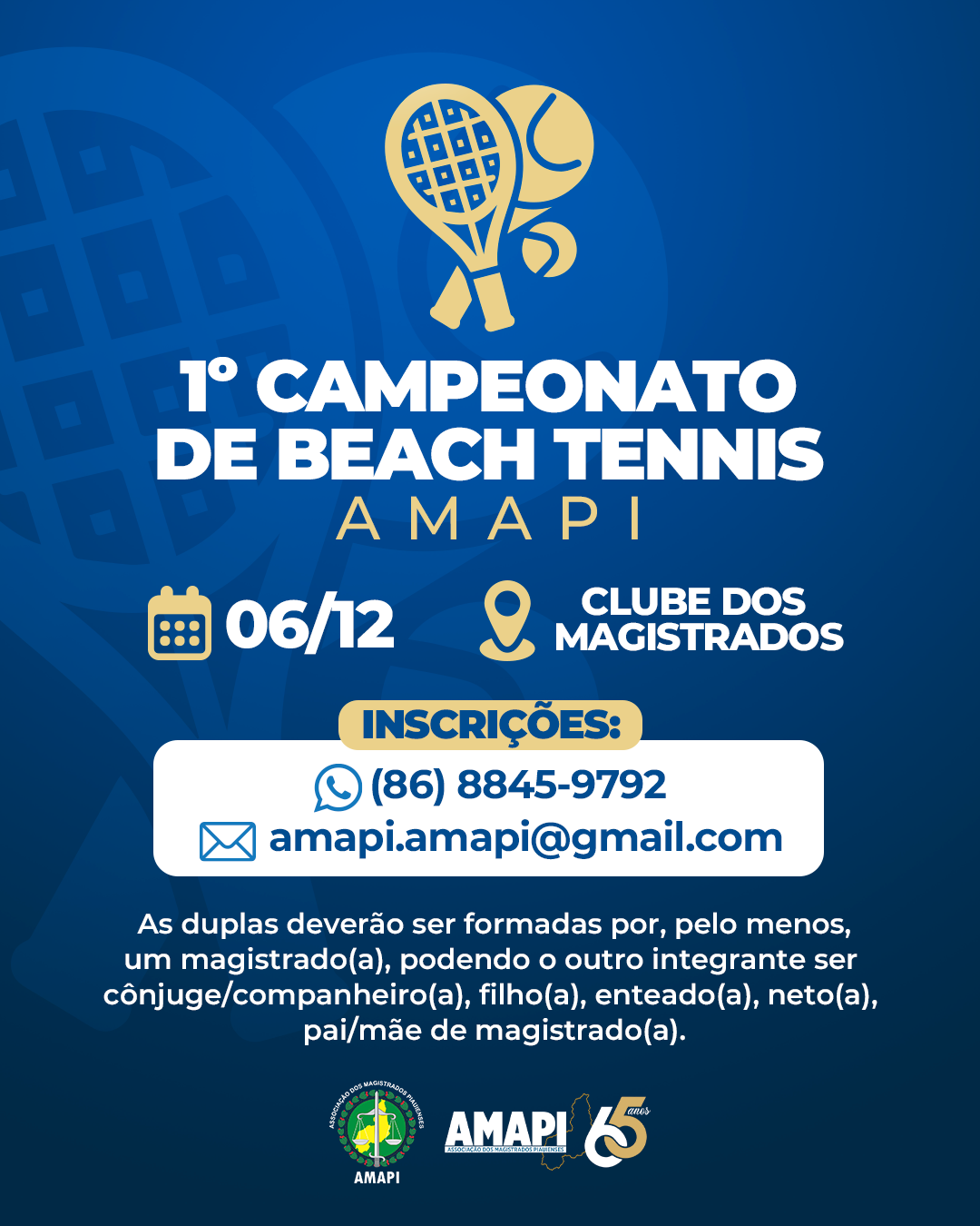 AMAPI abre inscrições para o 1º Campeonato de Beach Tennis